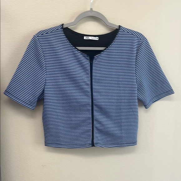 Zara | Tops | Zara Zip Jacquard Crop Top Szl | Poshmark